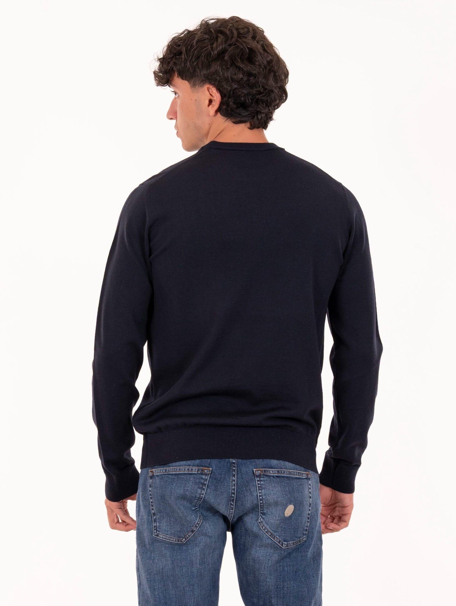 Alpha Studio Crew Neck in Merino Wool Night Blue – Four Stroke