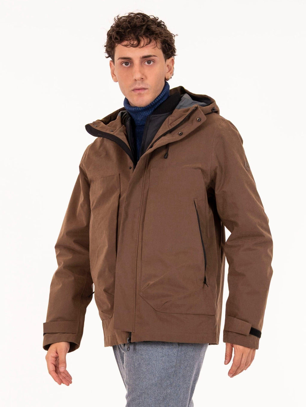 Tone People of Shibuya Jacket in Brown Microfiber – Four Stroke