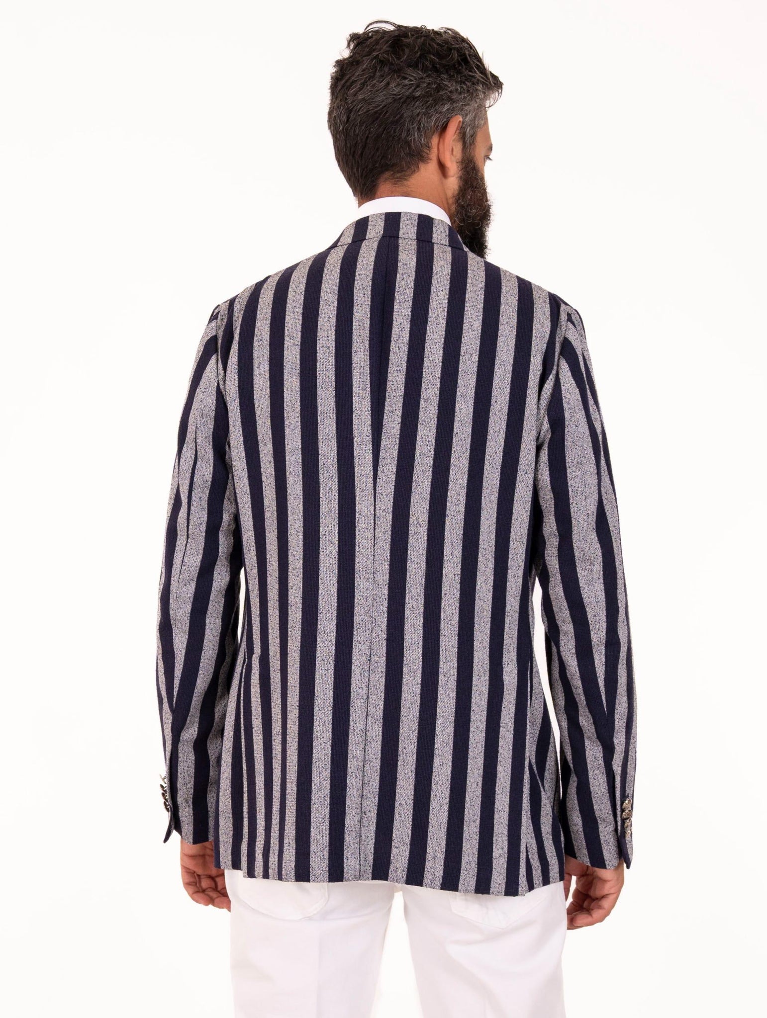 Double-Breasted Tailored Jacket Four Stroke in Cotton and Viscose Whit