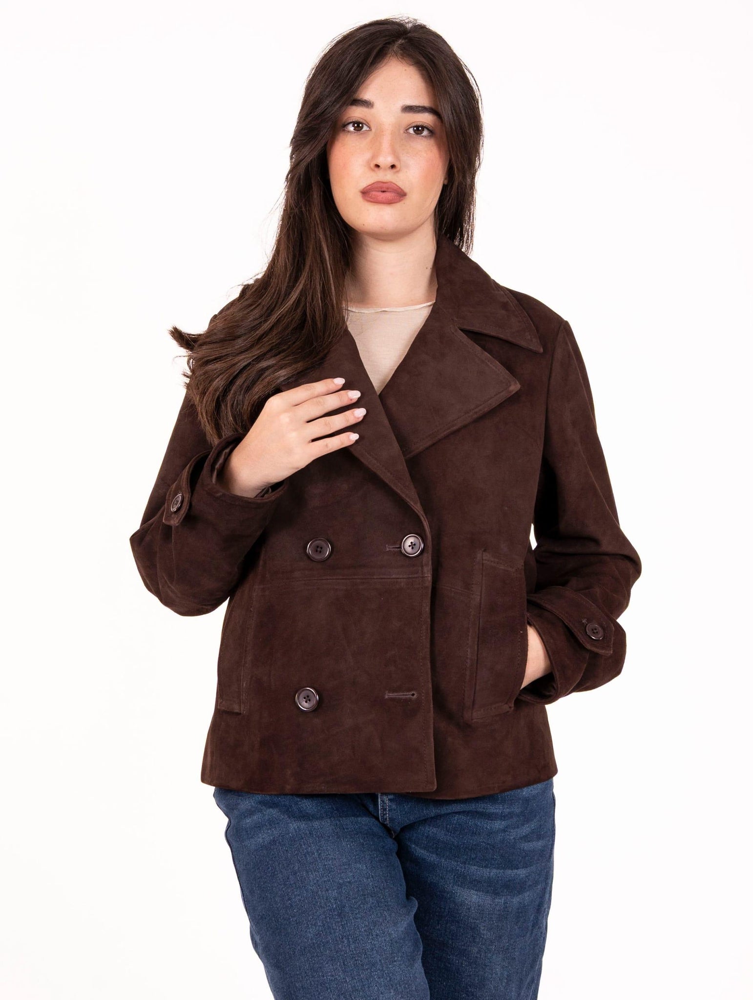 Peacoat Roy Roger's in Suede Testa di Moro – Four Stroke